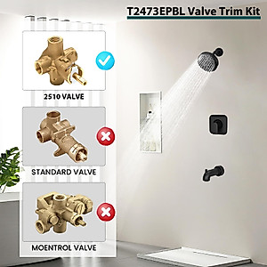 T2471BL Genta Matte Black Shower Handle Compatible with Moen T2471BL LX Posi-Temp Valve Trim Kit, Non-Corrosion, Easy to Install(POS-Temp Valve Required)