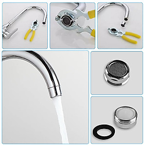 QBXMY7 6-Piece Faucet Aerator Removal Wrench Kit - 2 Sink Bubbler Wrenches + 4 M24 Aerators, Disassembly and Repair Spanner Tool