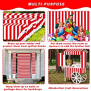 100Ft Long Tablecloth Roll Red and White Striped Tablecloth Carnival Circus Tent Party Supplies Christmas Plastic Picnic Table Cover for Birthday Halloween Party Circus Backdrop Banner Decoration