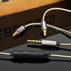 Earmax Upgrade Audio Cable Cord Inline Remote & Mic Earphone Replacement Cable for ATH-LS50 70 200 300 400 E40 50 70 SR9 ESW950 etc.