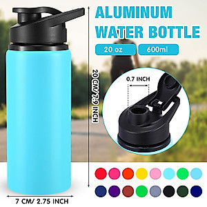 Yinder 16 PCS 20oz Aluminum Water Bottle Bulk Multicolor Reusable Sports Bottle with Snap Lids Multipack Vacuum Water Flask for Travel Camping, Picnics, Gym, Hiking, Cycling, Fishing