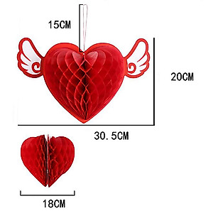 Armfer-household supply Valentines Day Heart Ornaments Hollow Out Hearts Shape Honeycomb Ball Pendant DIY Hanging Decorations for Hotel Home Holiday Anniversary Birthday Party Favors