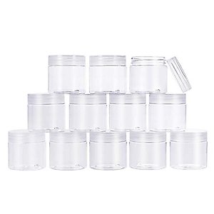 BENECREAT 20 Pack 2oz PET Plastic Round Container Jars with Clear Lids and and Leakproof Gasket for Beads, Crafts, Body Scrub Creams