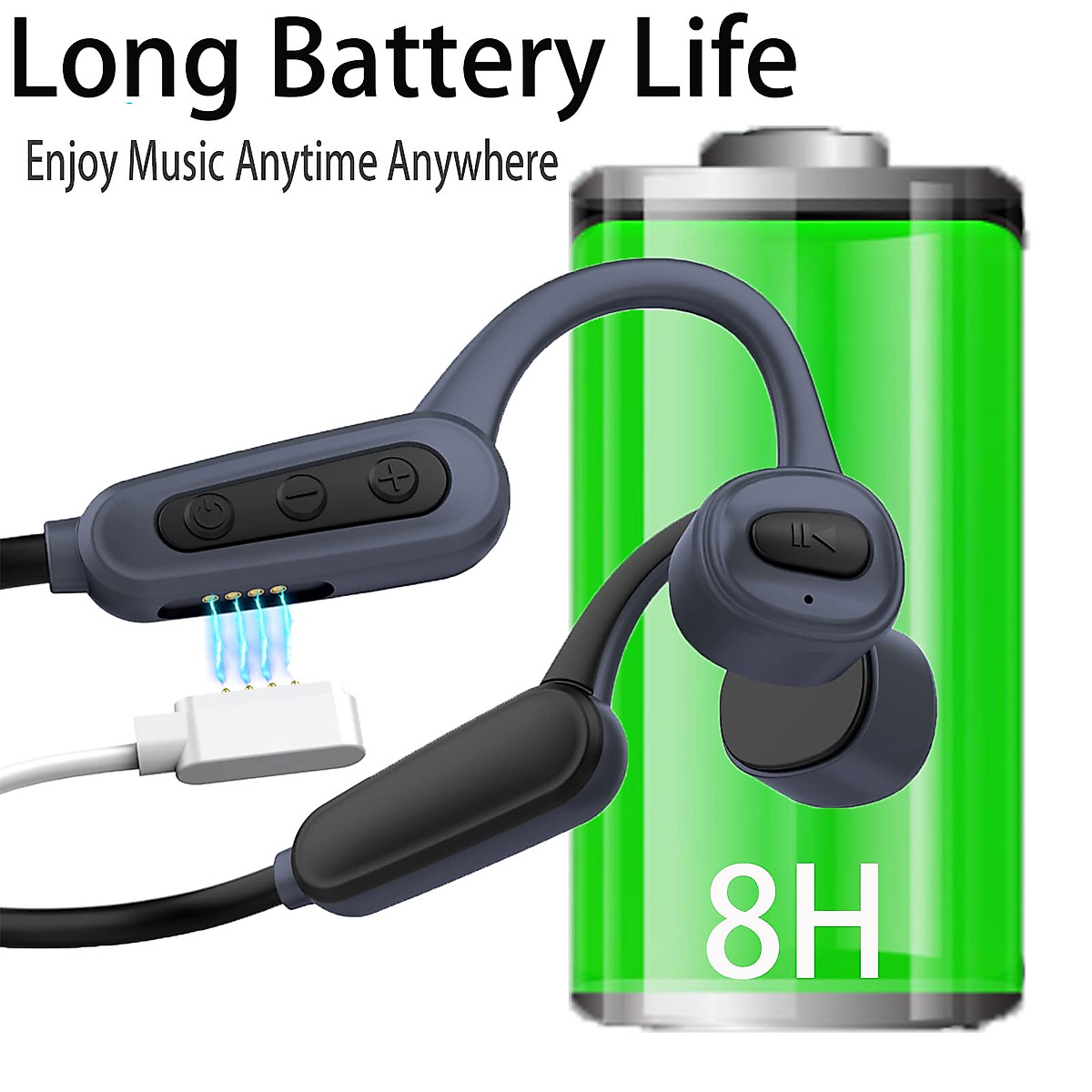 Bone Conduction Headphones Waterproof Headphones for Swimming - Bluetooth MP3 Player Wireless IPX8 Sport Earphones Open Ear 16GB with Mic Noise Cancelling for Running Diving Underwater Gym Spa