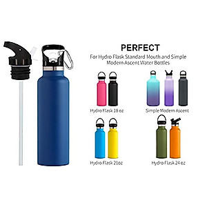 Straw Lid Compatible for Hydro Flask Standard Mouth, Simple Modern Ascent Lid with Straw. Replacement Cap Multi-Compatible with 1.91" Mouth 18 oz, 21 oz, 24 oz Insulated Water Bottle Flip Top (A-1 PC)