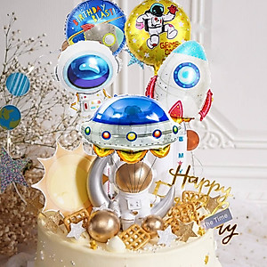 6 PCS Outer Space Rocket Balloons for Party Birthday Decoration, LALIPOK Astronaut Foil Balloon Large Universe UFO Spaceman Garland for Boys Kids Babyshower Supplies