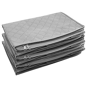 Sorbus Foldable Storage Bag Organizers, Large Clear Window & Carry Handles, Great for Clothes, Blankets, Closets, Bedrooms, and more (3-Pack, Gray)