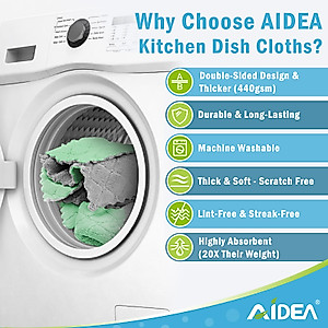 AIDEA Kitchen Dish Cloth - 12 Pack, Super Absorbent Coral Fleece Dish Cloths, No Odor Reusable Dish Cloth, Premium Microfiber Cleaning Cloths, Nonstick Oil Washable Fast Drying 6.3" x10.4"