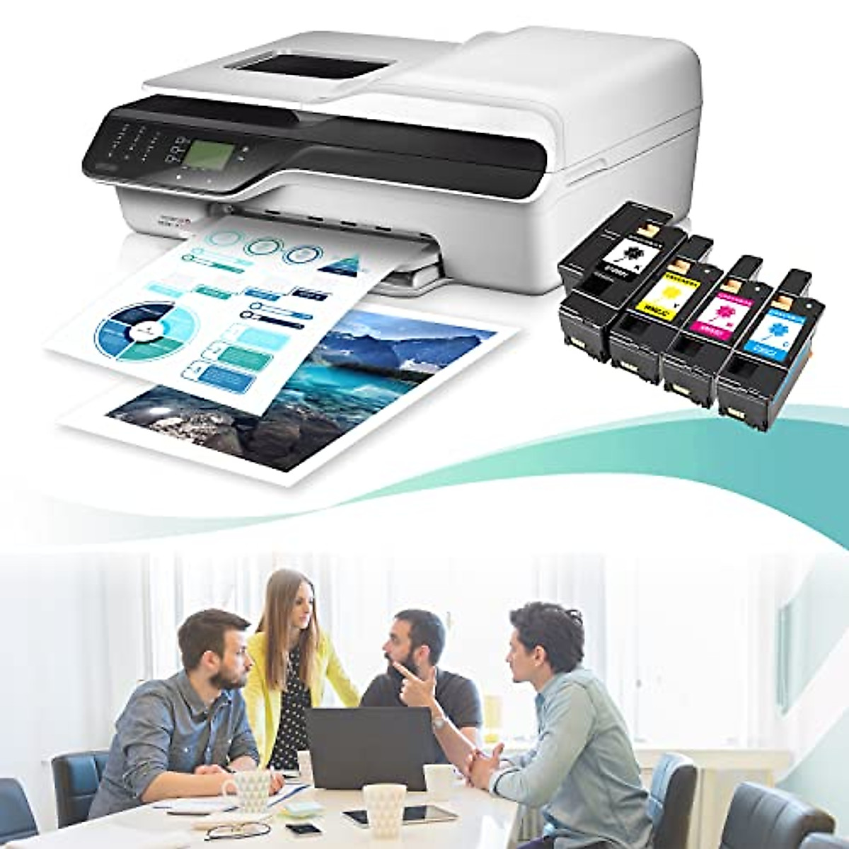 GREENBOX Compatible 1250C Toner Cartridge Replacement for Dell 810WH C5GC3 XMX5D WM2JC High Yield for Dell 1250 1350 1250C 1350CNW 1355CN 1355CNW 1355W Printer (1 Black, 1 Cyan, 1 Magenta, 1 Yellow)