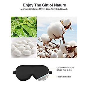 Luxtude Eye Mask for Sleeping, 1OO% Mulberry Silk Sleep Mask, Super Soft Satin Sleep Mask, Satin Eye Masks for Sleeping Blockout, Blindfold, Night Mask, Eye Cover, Eye Shades for Women Men, 2 Pack