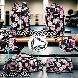 Gym Duffle Bag Backpack with Shoe Compartment,4 ways Travel Backpack for Women and Men,Multi-Functional Weekender Backpack with Waterproof Layer&Laptop Compartment for Fitness, Travel,Camping(Black')