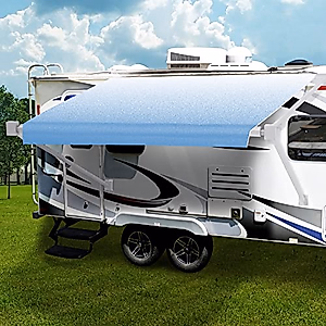 RVMATE 16FT RV Awning Fabric Replacement with Awning Anchor Kits & Pull Tension Strap, Blue Fade