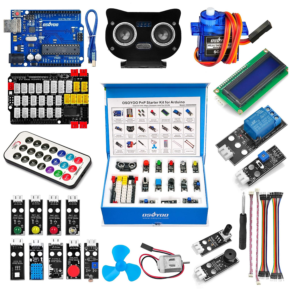 OSOYOO Starter Ultimate Bundle Kit for Arduino | Early STEM Education for Beginners | No Need breadboard | Includes XH2.54 Male Socket Expansion Board and sensors