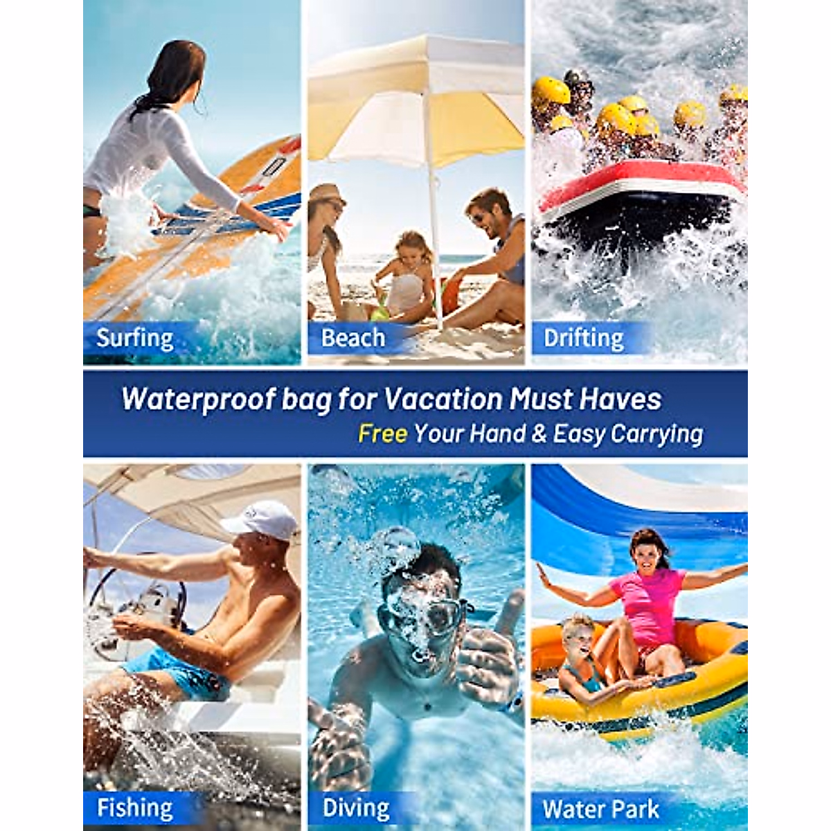 [Up to 10"] Large Waterproof Phone Pouch Bag - 2Pack, Waterproof Case Compatible with iPhone 14 Pro Max/13/12/11/XR/X/SE/8/7,Galaxy S22/S21 Google, IPX8 Cellphone Dry Bag Vacation Essentials Black