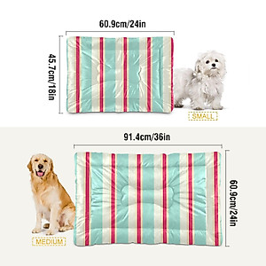 Coikll Simple Stripes Pet Bed Pad Soft Dog Bed Mat with Anti-Slip Bottom, Machine Washable Crate Pad Mattress for Dog Sleeping- 24 * 18inches