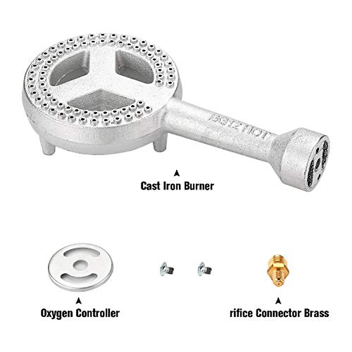 WADEO High Pressure Cast-Iron Round Propane Burner Head with 4FT 20 PSI Adjustable High Pressure Propane Regulator with Hose and Brass Fitting