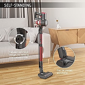 Corded Stick Vacuum Cleaner, 600W 20Kpa Stick Vacuum with Anti-Tangle Motorized Led Floor Brush 6-in-1 Self-Standing&Multi-Tool, Lightweight Handheld Vacuum for Hardwood Floor/Carpet/Pet Hair A300