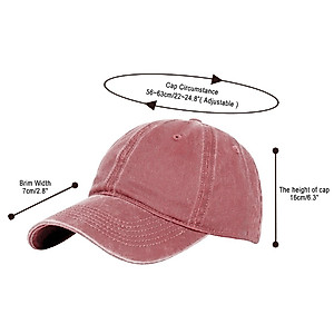 Glamorstar Classic Unisex Baseball Cap Adjustable Washed Dyed Cotton Ball Hat Red wine