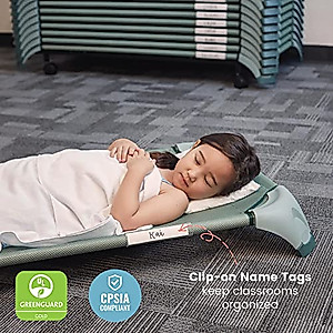 ECR4Kids Stackable Cozy Cot with Storage, Classroom Furniture, Sage, 6-Pack