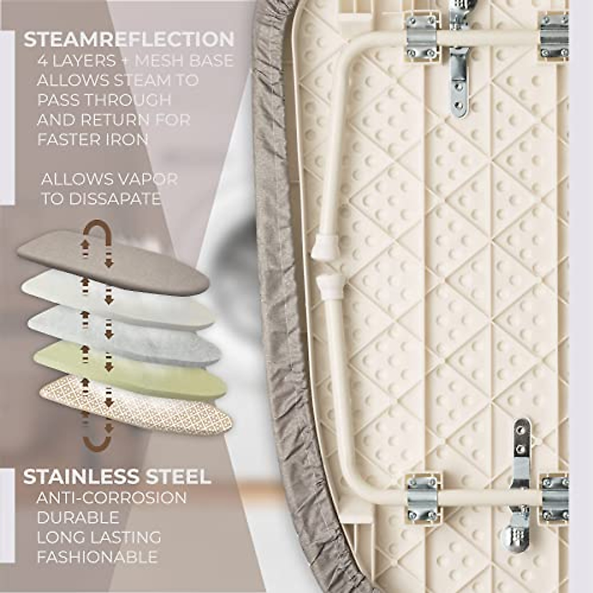 Bartnelli Tabletop Ironing Board Size 24x14 with Reinforced Steel Legs for Extra Stability, and Extra Layer Cover Padding for Smooth and Easy Ironing, Intelligent Locking System to Easily Fold Away