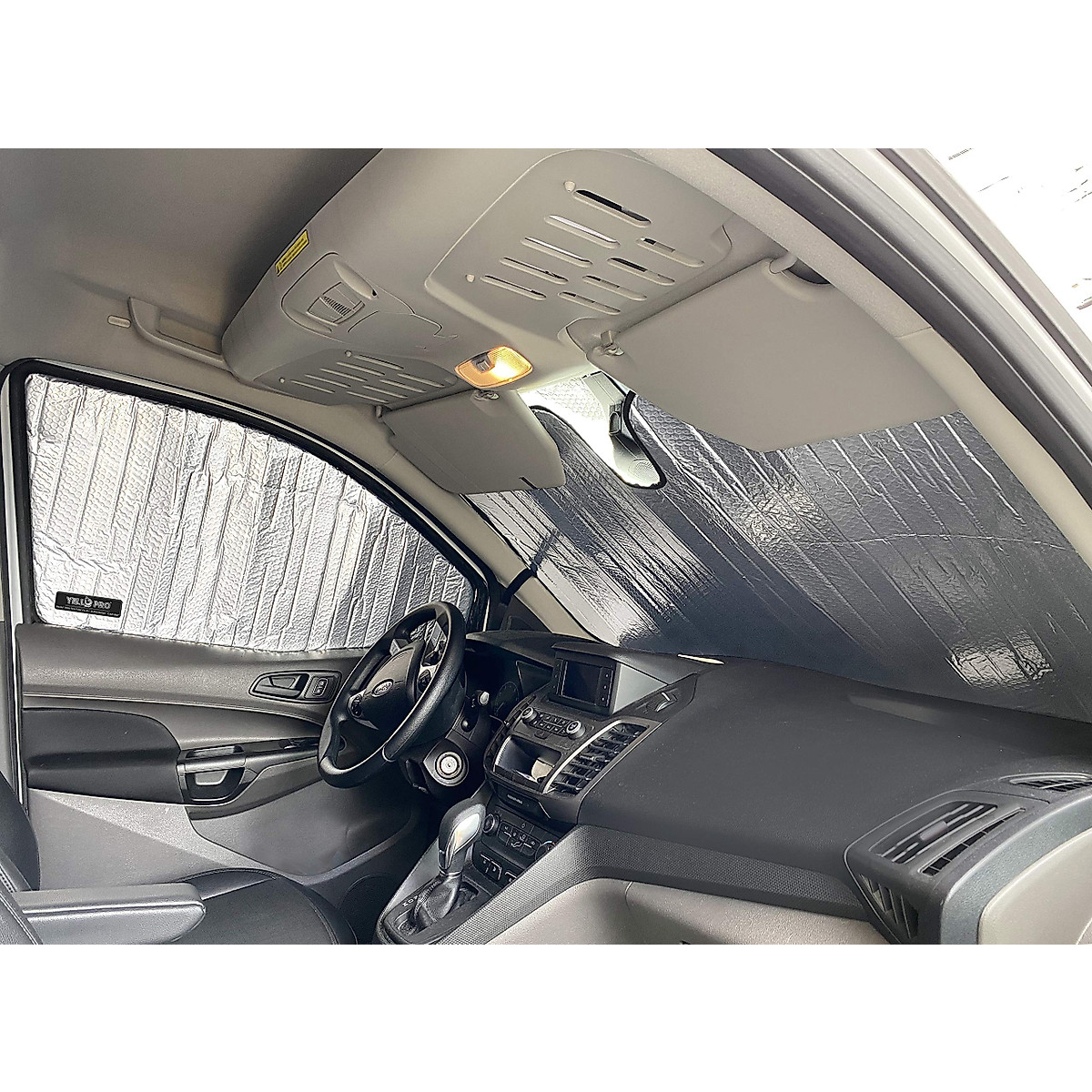 Side Window Front Seat Reflective Sunshade Custom Fit for 2014 2015 2016 2017 2018 2019 2020 2021 2022 2023 Ford Transit Connect (NOT FOR FULL-SIZE TRANSIT) XL XLT Passenger Wagon Cargo Minivan (2pcs)