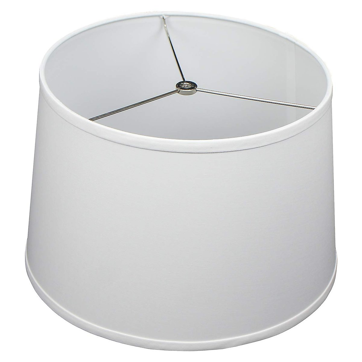 FenchelShades.com 13" Top Diameter x 15" Bottom Diameter x 10" Height Fabric Drum Lampshade Spider Attachment (Linen White)