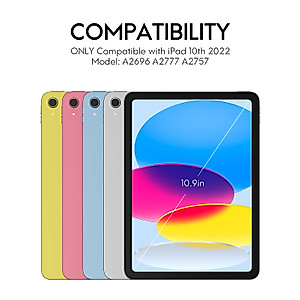 CHESONA For iPad 10th Generation Case with Keyboard (10.9", 2022), 7 Color Backlight, Multi-Touch Trackpad, Flip Stand Case with Pencil Holder, 2 Bluetooth Channels for iPad 10th 10.9 inch 2022, Black