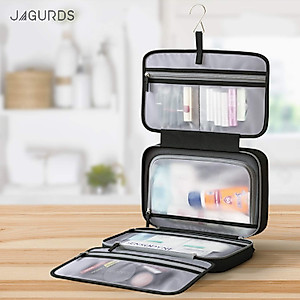 JAGURDS Hanging Toiletry Bag - Toiletries Travel Bag with Hook, Hanging Make Up Organizer Travel Cosmetic Bag - Travel Bathroom Bag
