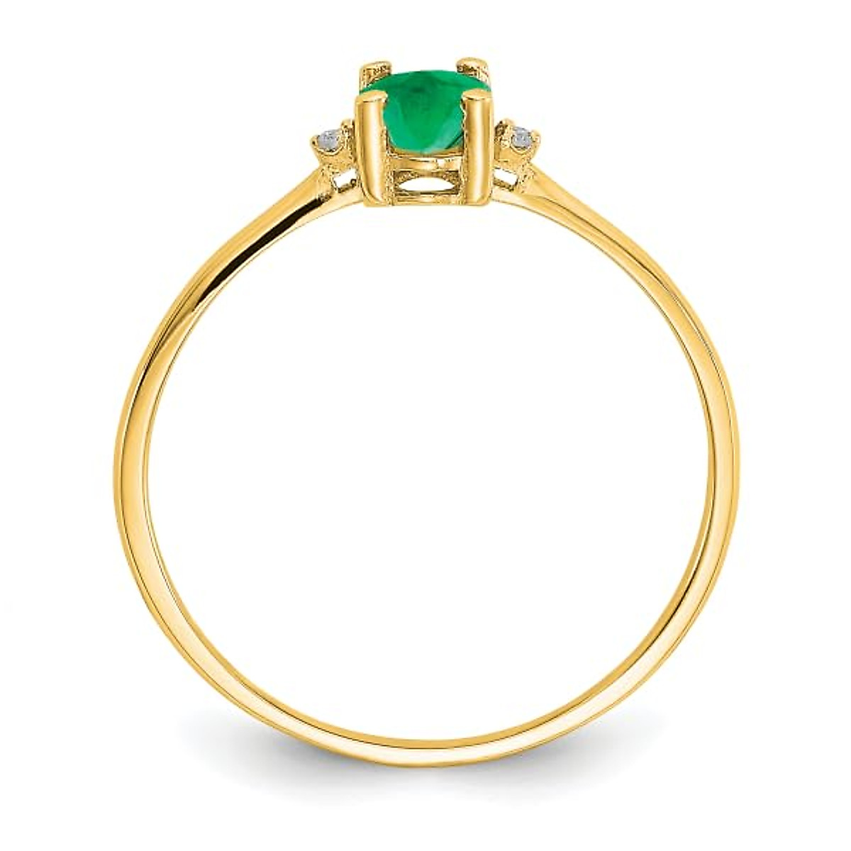 IceCarats 10K Yellow Gold Diamond Green Emerald Ring Gemstone Band April May Birthstone Jewelry Size 6