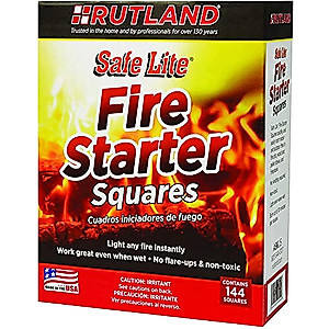 Rutland 50B Safe Lite Fire Starter Squares, 144 Squares (Thrее Рack)