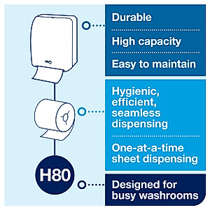 Tork Electronic Paper Towel Dispenser, Black, H80, Durable with One-at-a-Time Dispensing, 771828