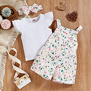 SGAOGEW Toddler-Clothes-Ruffled-Top Girls Outfits Print Letter Ruffles Tops+Sunflower Baby Shorts+Headbands Girls Outfits Set