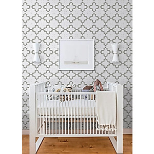 GloryTik 17.7" x 78.7" Trellis Contact Paper Grey and White Peel and Stick Wallpaper Self Adhesive Wallpaper Gray Geometric Removable Wallpaper for Cabinets Drawer Room Wall Decoration