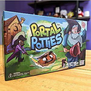 Rookie Mage Games Portal Potties - Funny Last Wizard Standing Board Games for Adults & Kids - Includes Playing Cards, Poop Emoji Tokens, Colorful Potty Boards - 2 to 4 Players, Ages 7+