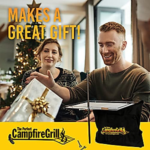 The Perfect Campfire Grill Stainless Steel Original Swivel Cooking Grate W/Raised Edge for Large BBQ and Outdoor Cooking