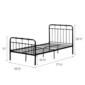 South Shore Cotton Candy Metal Complete Bed-Twin-Black