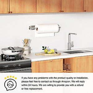 Paper Towel Holder - Self-Adhesive or Drilling Paper Towel Hanging Under Cabinet Wall Mount for Kitchen, Bathroom, Pantry, Sink Storage and Organization, Stainless Steel Black Paper Towel Holder