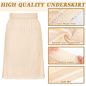 Newcotte 3 Pcs Women Half Slips for Under Dresses Knee Length Half Slips Underskirt with Lace Waistband for Women (Medium)