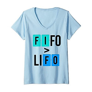 Womens FIFO LIFO Math Accountant Finance CPA Bookkeeper Funny Cute V-Neck T-Shirt