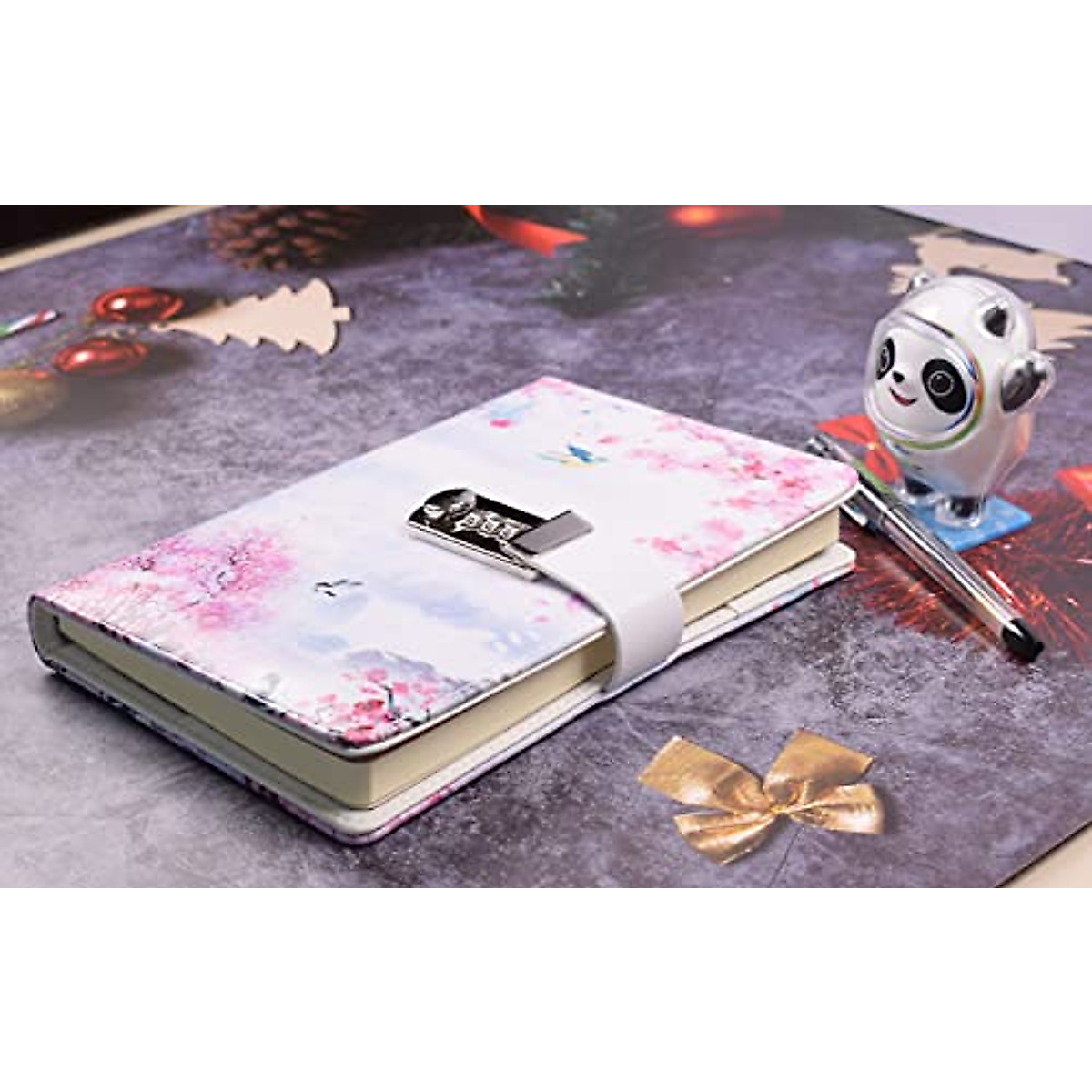 JunShop Creative Password Lock Journal Locked Diary Digital Locking Diary Notepad Book Combination Journal Diary with Lock A5 Planner Cover (Style 4)