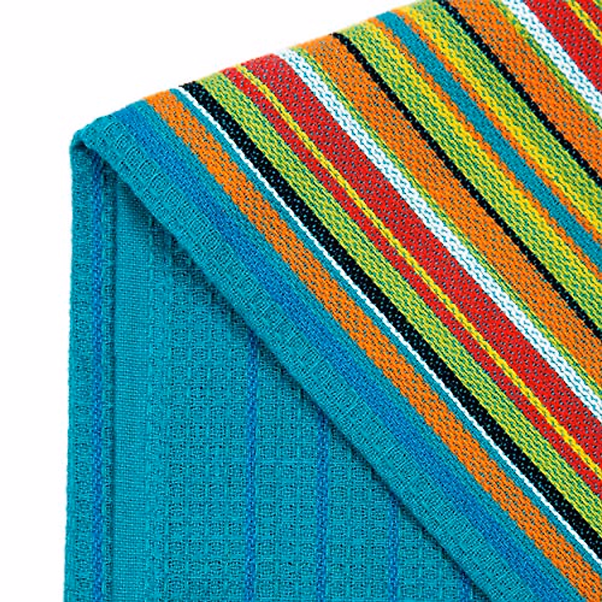 COTTON CRAFT Salsa Stripe Kitchen Towels - 12 Pack 100% Cotton Tea Dish Towels - Absorbent Reusable Low Lint Quick Dry - Multi Purpose Cooking Drying Restaurant Bar Cleaning Cloth Napkin - 16x28 Multi