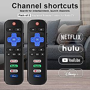 (Pack of 2) Replaced Remote Control for Roku TV, Compatible with TCL Roku/Hisense Roku/Element Roku/Insignia Roku/JVC Roku/Onn Roku/Philips Roku/RCA Roku/Sharp Roku/Westinghouse Roku Series Smart TVs
