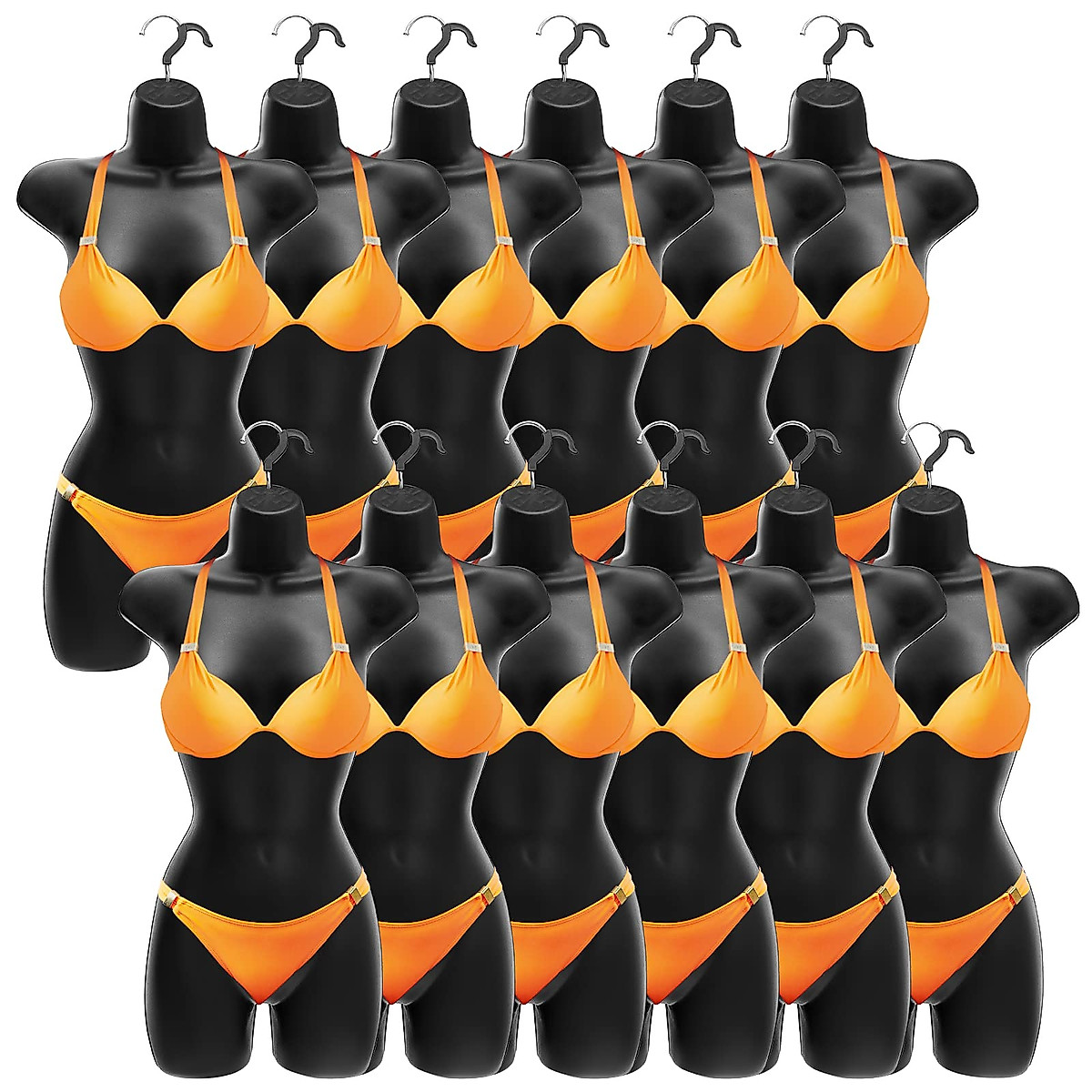 Dress Form Female Mannequin Torso Hollow Back Hanging Mannequin Body Manikin with Hook Half Body Shirt Clothing Display Plastic(12 Pcs,31.1 x 16.1 Inch)