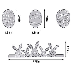 ALIBBON Easter Egg Rabbit Die Cuts for Card Making, Rabbit Edge Border Cutting Dies Metal Template Molds, 3 Lace Eggs Dies for Crafting DIY Photo Album Embossing Scrapbooking Supplies