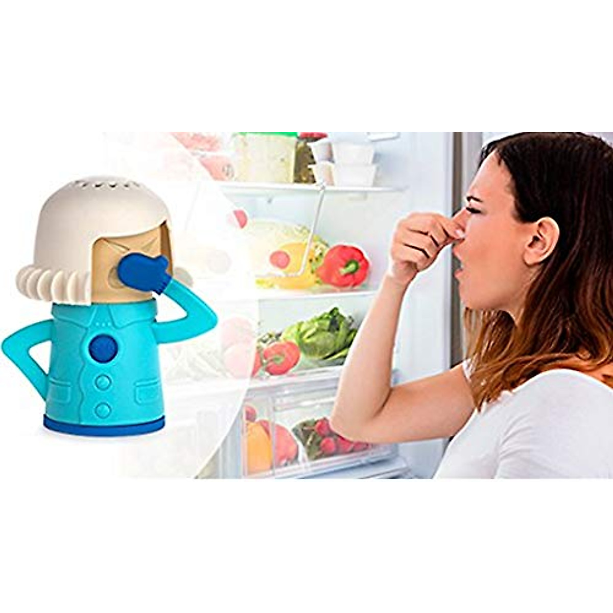 RUITASA Chilly Mama Fridge Odor Absorber, Refrigerator Moisture Absorber & Freshener Holder,Add Baking Soda to Absorb Funky Odors in The Refrigerator(blue)