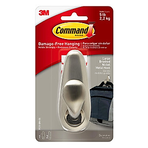 Command FC13-BN FBA_FC13-BN Forever Classic Metal, Large, Brushed Nickel, 1-Hook (FC13-BN-ES)