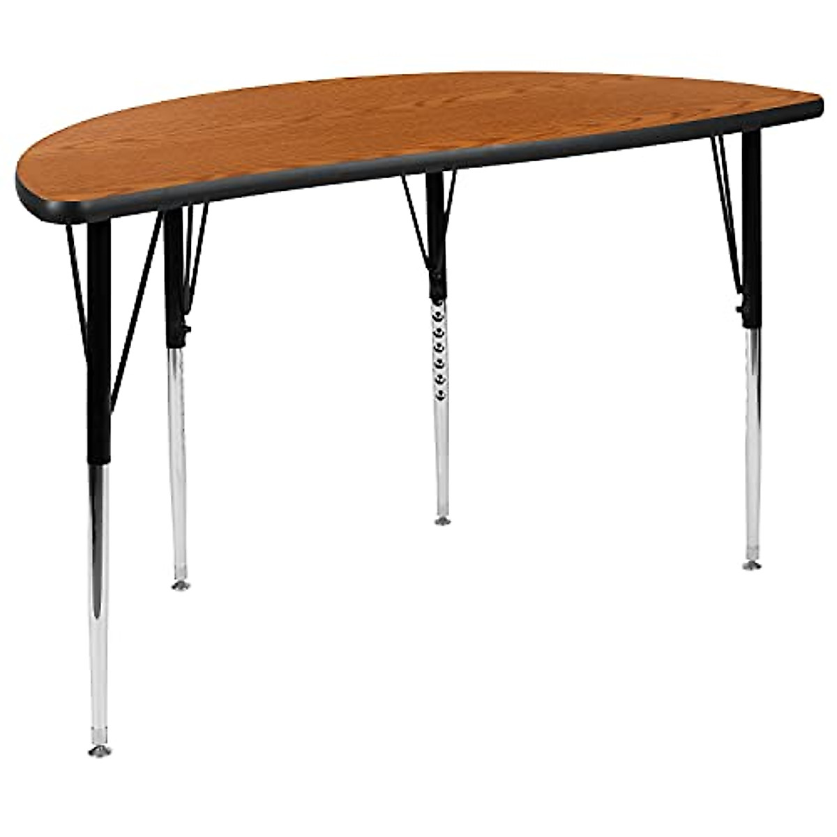 Flash Furniture 76" Oval Wave Collaborative Laminate Activity Table Set with 18" Student Stack Chairs, Oak/Black