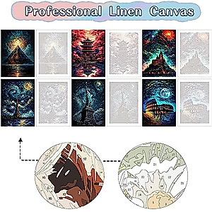 SNMUW 6 Pack Paint by Number for Adults Canvas, DIY World Famous Scenic Spots Paint by Numbers Kits, Acrylic Oil Painting by Numbers Kits for Gift Wall Decor (16x20 Inch/40x50cm)