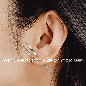 ZS 2Pcs G23 Titanium Insertion Pin Taper for Nose Ear Navel Lip Threadless Piercings Jewelry Kit, 18/16/14G Push in Body Piercing Stretching Kit Assistant Tool (18G)