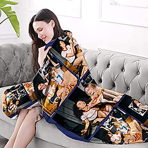 PalmLove Custom Blanket with Photos Text Personalized Flannel Throw Blankets Customized Blanket for Baby Family Best Friend Birthday Christmas Halloween Fathers Mothers Valentines Day Gift